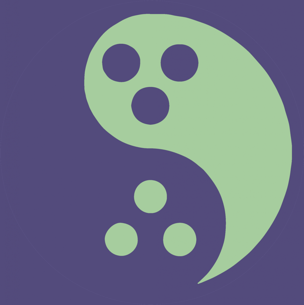 dudeism logo purple and green