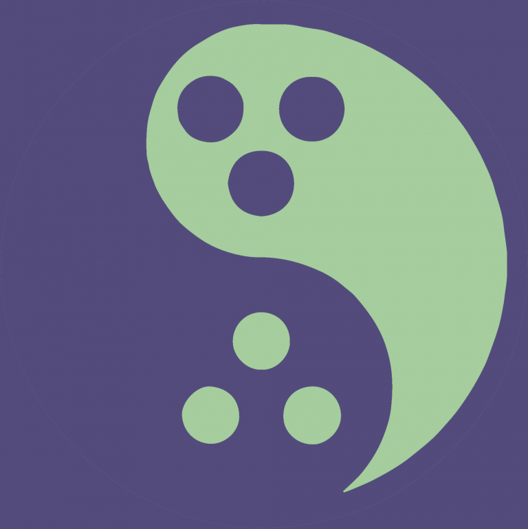 dudeism logo purple and green